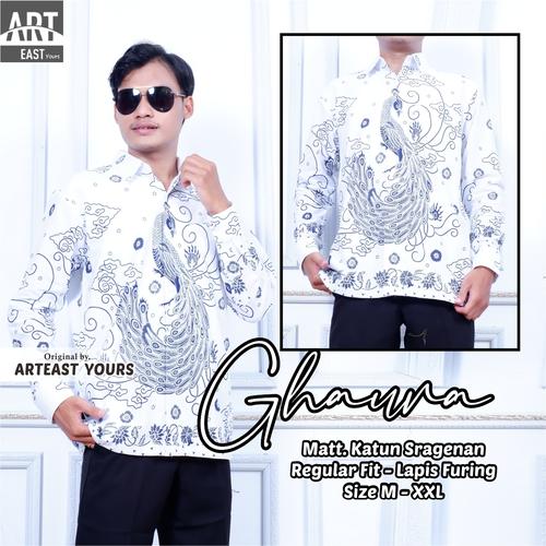 Jual GHAURA Kemeja Batik Solo Ori Lengan Panjang Dasar Putih Full ...