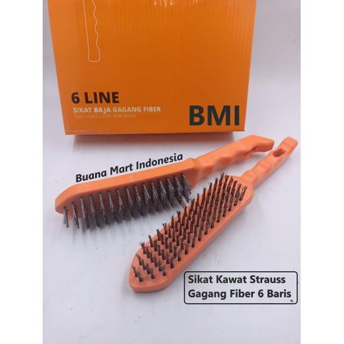 Jual Sikat Kawat Baja STRAUSS Gagang Fiber 6 Baris | Sikat Besi (1PC ...