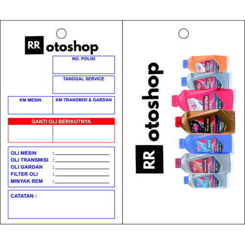Jual Kartu gantungan kilometer ganti oli mobil motor label service berkala - Kab. Kuningan ...