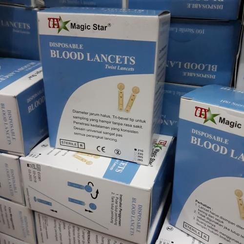 Jual jarum bekam halus warna putih blood lancet magicstar 21G 1 box 100 ...