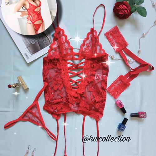 Jual Lingerie Set Garter dan G-string Lace - Merah - Kota Denpasar - HW ...