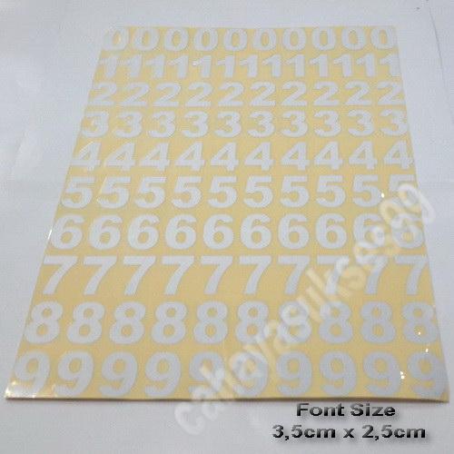 Jual Sticker Nomor Angka PUTIH Font ARIAL 3,5cm x 2,5cm Stiker Label ...