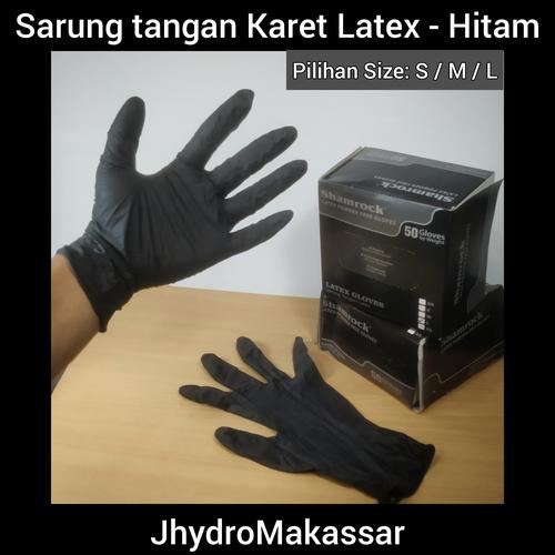 Jual Sarung Tangan Karet Latex Hitam Hand Gloves - 50 pcs / dus - L ...