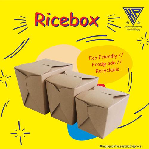 Jual Rice Box Paper Kraft / Food Pail / Kotak Nasi / Dus Kemasan Kertas ...