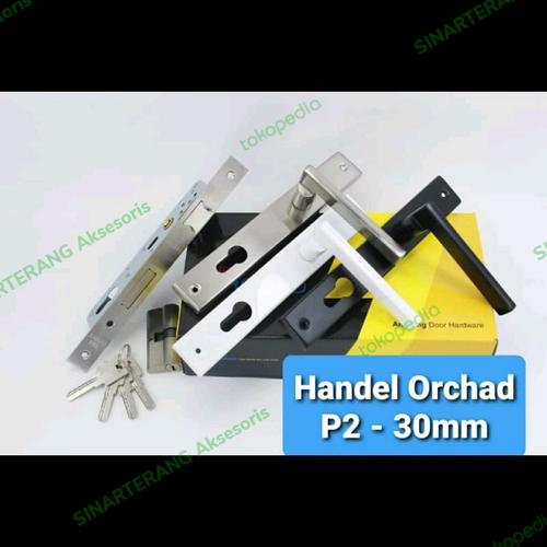 Jual handle pintu aluminium + kunci, handle orchard tipe P2 warna putih ...