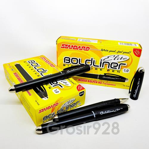 Jual (Per 12) Pen / Pulpen Gel 1.0 Standard Bold Liner ELITE Black ...