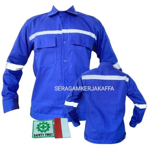 Jual bisa COD seragam Tangan panjang kemeja kerja seragam bengkel Biru ...
