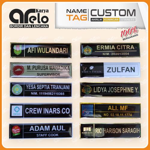 Jual papan nama name tag nama dada peniti kuningan akrilik stainles ...