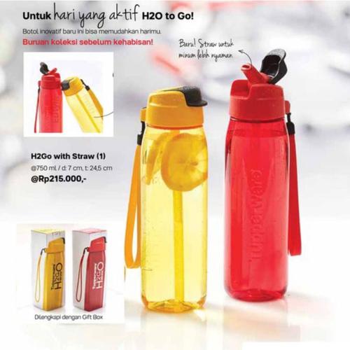 Jual BOTOL MINUM TUPPERWARE H2GO WITH STRAW 750ML - H2GO WITH STRAW ...