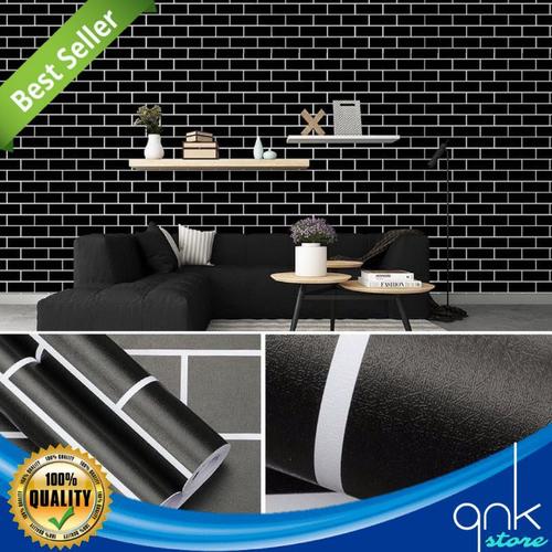 Jual Wallpaper Dinding Motif Bata Hitam Konblok Bata Hitam Konblok - 45 ...