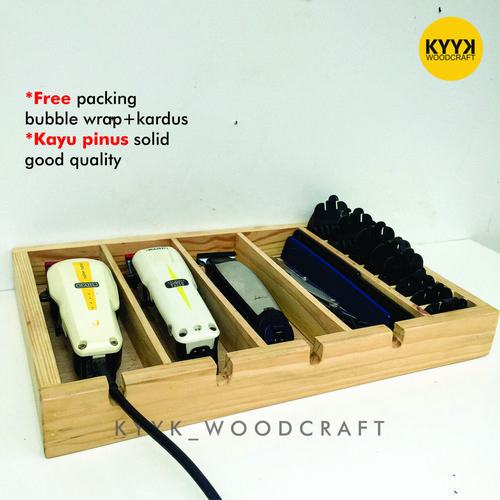 Jual Barber box | Kotak kliper kayu | Clipper organizer - Natural Gloss ...