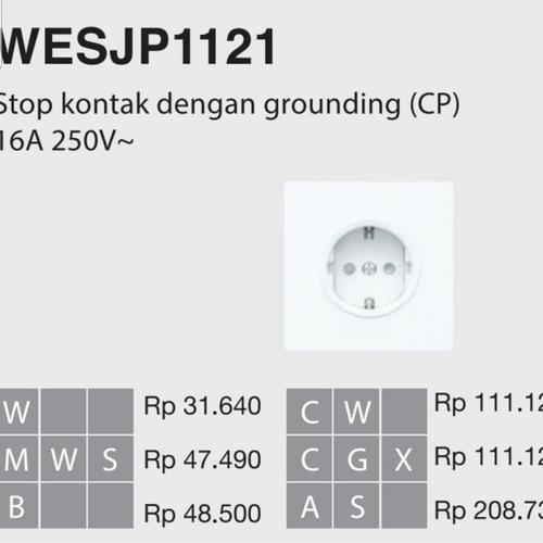 Jual PANASONIC STOPKONTAK ARDE CP 16A WESJP1121W E STYLE WHITE STOP ...