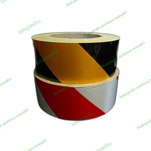 Jual stiker Reflective tape-police line kuning hitam size 5cm x 45mtr ...