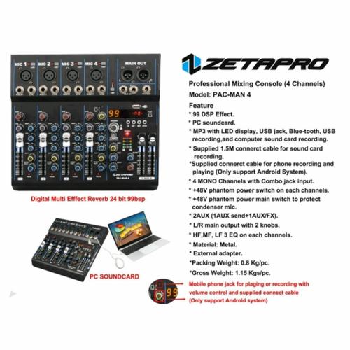 Jual MIXER AUDIO ZETAPRO PACMAN 4 / PAC MAN4 ORIGINAL - Jakarta Barat ...
