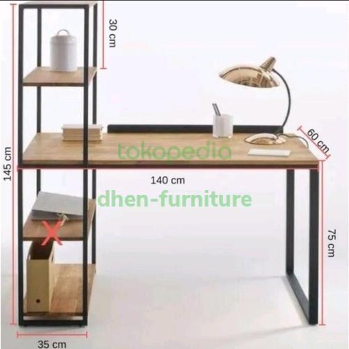 Jual meja belajar minimalis modern bahan kayu mahoni solid besi hollow ...