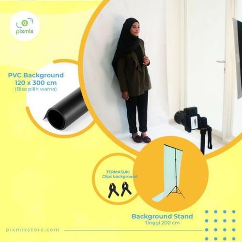 Promo PAKET BACKGROUND STAND - PVC BACKGROUND 300 CM + BACKGROUND STAND ...