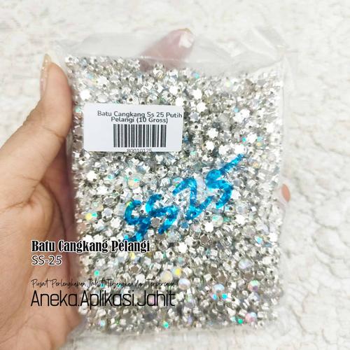 Jual 1.440 BIJI DIAMOND CANGKANG / BATU CANGKANG PUTIH PELANGI SS25 ...