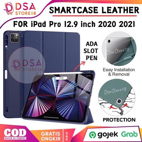 Promo iPad Pro M1 M2 12.9" Flip Case Cover Leather Standing Casing AutoLock - Smartcase-Black ...