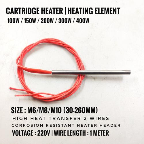 Jual Cartridge Heater 220V Heating Tube Element M6 M8 M10 100W 300W ...