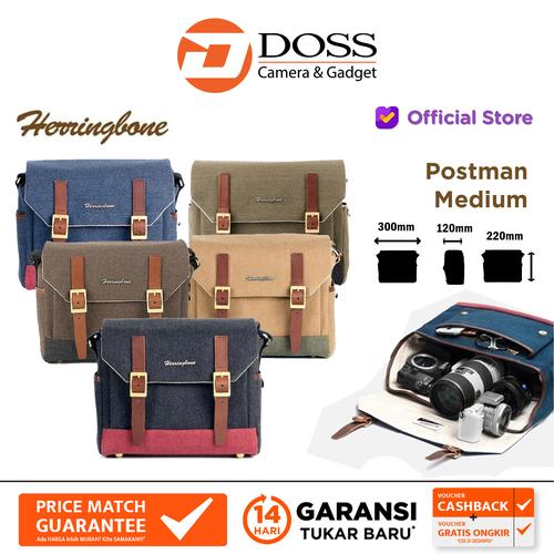 Promo Tas Kamera Herringbone Postman Medium /Camera Bag Mirrorless DSLR - Navy Cicil 0% 3x ...