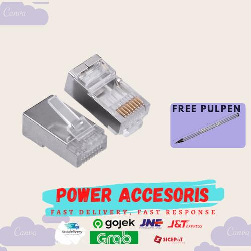 Jual KONEKTOR RJ45 CAT 5 BESI / JACK RJ 45 LAN CAT5E METAL isi 50pcs ...