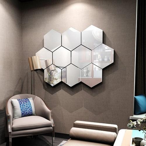 Jual SGS Hexagonal Cermin Tempel Kaca Sticker Segi Enam Hexagon Mirror ...