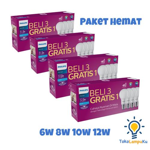 Jual Philips Led Bulb MyCare Multipack 4W 6W 8W 10W 12W Put Isi 4 Pcs - Multipack 10W - Kota ...
