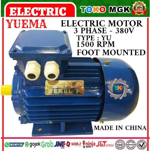 Jual YU 7.5KW 10HP 4POLE 3PHASE B3 132M-4 ELECTRIC MOTOR YUEMA CAST ...
