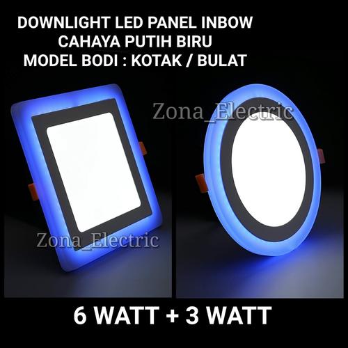 Jual LAMPU DOWNLIGHT LED PANEL INBOW 6WAT+3W PUTIH BIRU 2 WARNA KOTAK ...