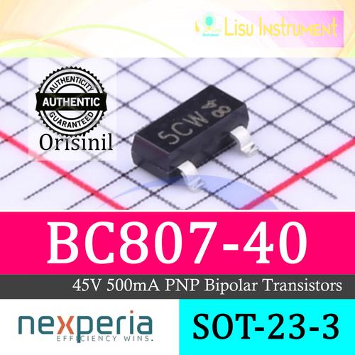 Jual BC807-40 BC807 5C 45V 500mA PNP Bipolar Transistors SOT-23-3 Nexperia - Kota Depok - Lisu ...