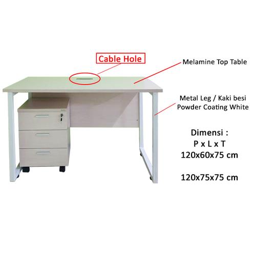 Jual Meja Kerja kaki Besi Ukuran 120 meja kantor staff meja komputer ...