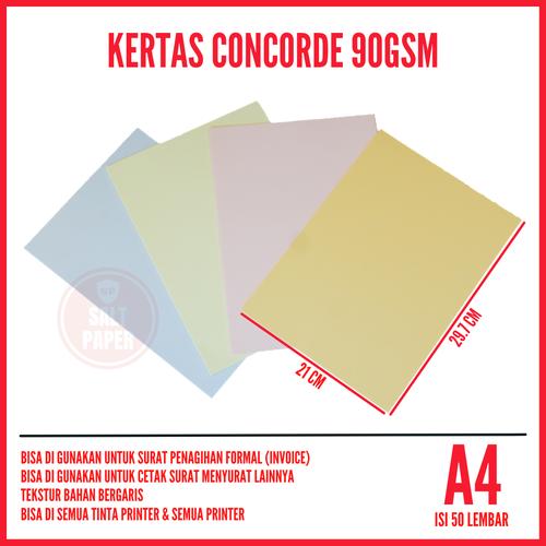 Jual Kertas Concorde A4 90 Gsm isi 50 lembar / Kertas Surat A4 90 gr ...