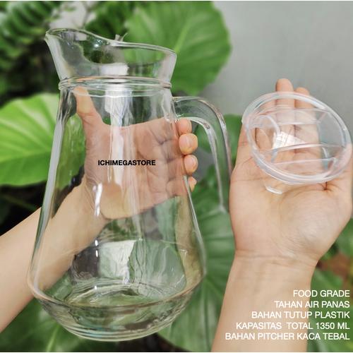 Jual Pitcher Kaca 1,38 Liter Tutup PItcher Water Jug 1380 ml Tempat AIr ...