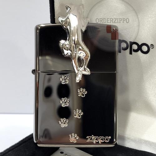 Jual Zippo Original Cat Paw Emblem 3D Black & Silver 2 Sisi Japan ...