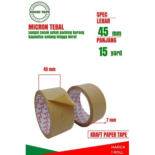 Jual LAKBAN KERTAS KRAFT PAPER TAPE 45MM X 15YARD BODHI TAPE ROLL ...