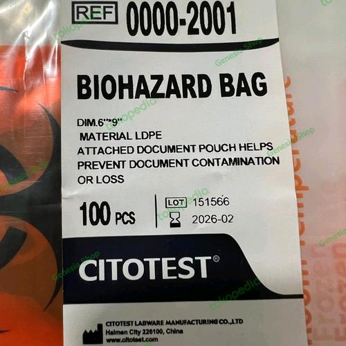 Jual Biohazard Bag 15x23 cm Disposable Specimen Bag 6x9' Citotest 1 pcs ...