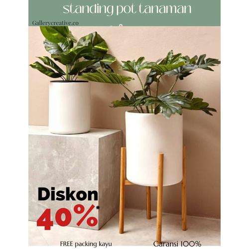 Jual standing pot kayu/standing pot/tatakan pot - diamater20 cm - Kab ...