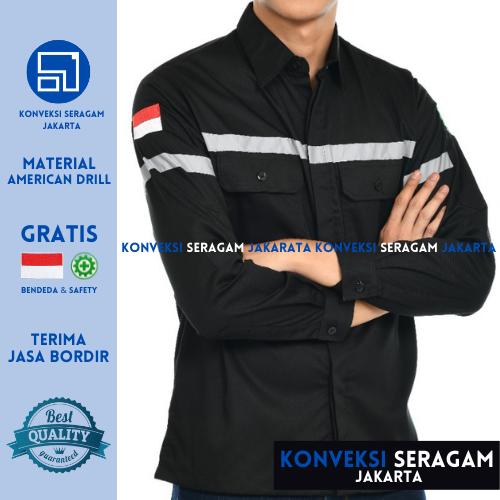Jual Baju Kemeja Seragam Kerja Wearpack Werpak Proyek Safety Hitam ...