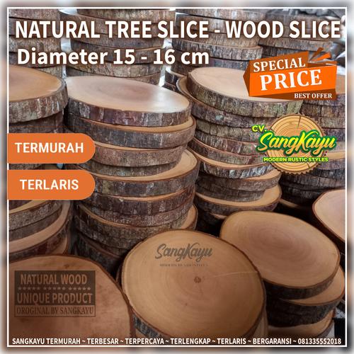 Jual Sudah di varnish, Natural Wood slice alas kayu dekorasi craft ...