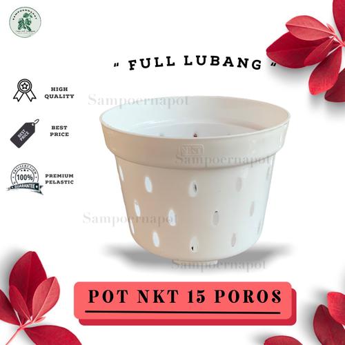 Jual pot bunga tanaman banyak lubang NKT POROS 15 PUTIH - NKT POROS ...