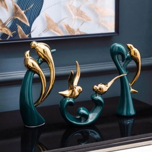 Jual Patung Sepasang Merak Gold Ceramic Kreatif - Merak B - Kab. Bogor ...