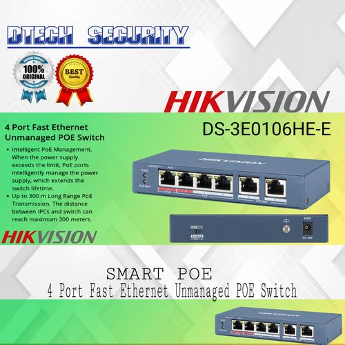 Jual Hikvision DS-3E0106HP-E Swit Hub Poe 4 Port Hikvision Fast ...