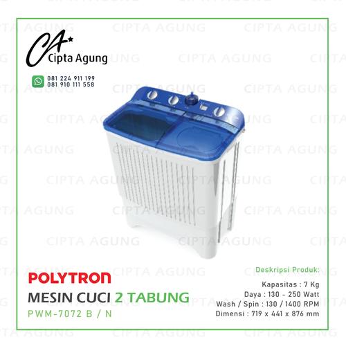 Promo MESIN CUCI 2 TABUNG 7 KG POLYTRON PWM 7072 PWM-7072 PWM 7073 PWM ...