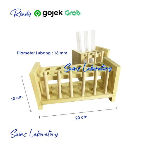 Jual Rak Tabung Reaksi Kayu Test Tube Rack Rak Tabung Laboraturium Rak ...