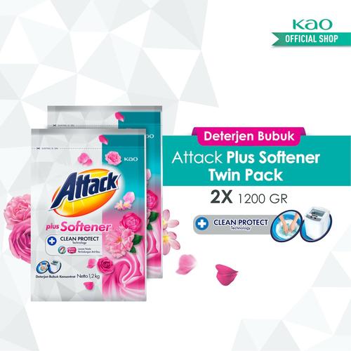 Jual Attack Plus Softener 1200gr Twinpack - Deterjen Bubuk Untuk Mesin Cuci - - KAO Official ...