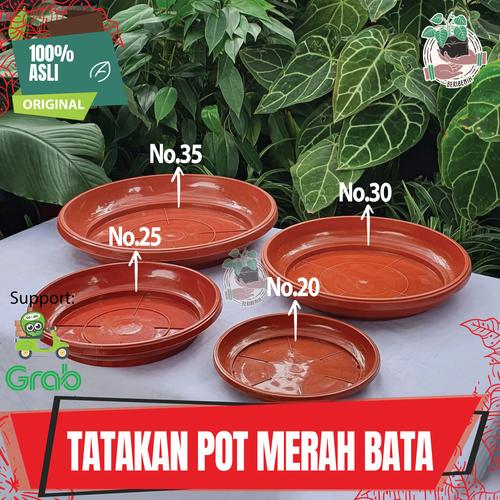 Jual Tatakan Alas Pot Tanaman Hias Warna Coklat Merah Polos Tutup Wadah ...