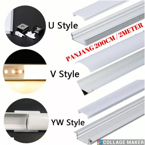 Jual COVER LED ALUMINIUM PROFILE LED STRIP CHANEL PANJANG 2 METER ...