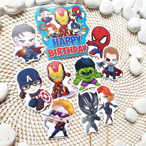 Jual Avengers Chibi Marvel Superheroes Birthday Cake Topper Cupcake ...