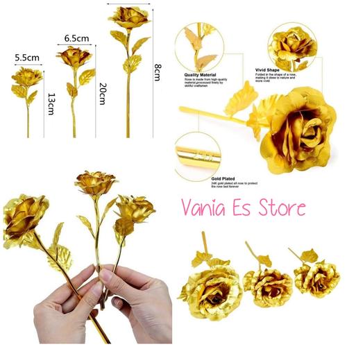 Jual Topper Cake Rose Flower Gold Foil / Bunga Mawar Lapisan Warna Emas ...