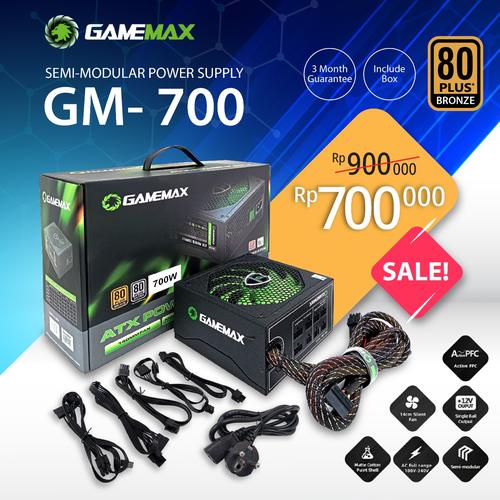 Jual GAMEMAX Semi Modular Power Supply 700W With Modular Cable PSU 700 WATT - Kota Surabaya ...